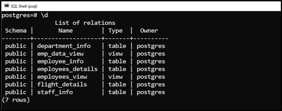 How To Describe Postgres Tables Using SQL Shell psql CommandPrompt Inc 