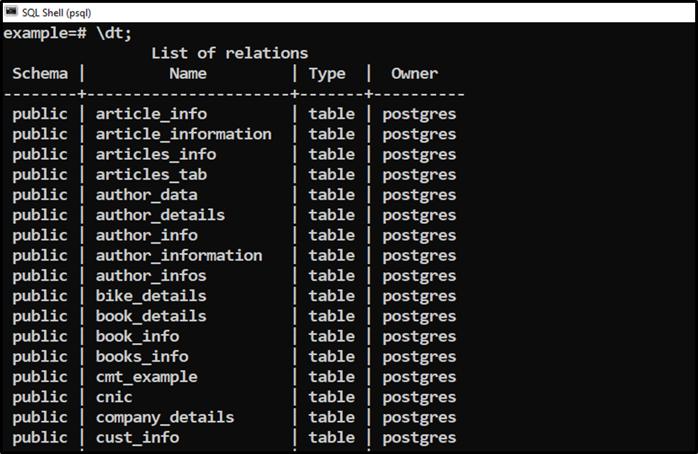 PostgreSQL How To List All Available Tables CommandPrompt Inc 